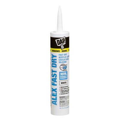 Dap 18425 10.1 Oz White Alex Fast Dry Acrylic Latex Caulk Plus Sil ...