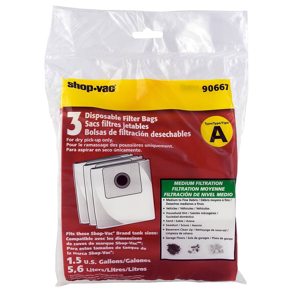 Shop Vac 906-67-00 Disposable Collection Filter Bags For AllAround ...