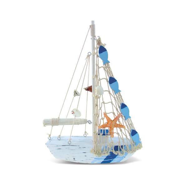 Puzzled Inc. Light Blue Stripes Fishing Boat Plastic Nautical Decor ...