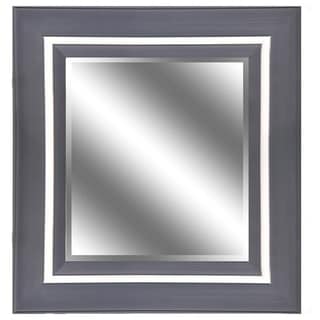 Silver Woodgrain Mirror 31 x 37-inch Mirror with 5-inch Frame - Bed ...