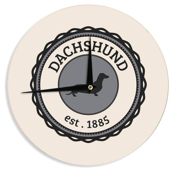 KESS InHouse KESS Original 'Dachshund' Beige Black Wall Clock - Bed ...
