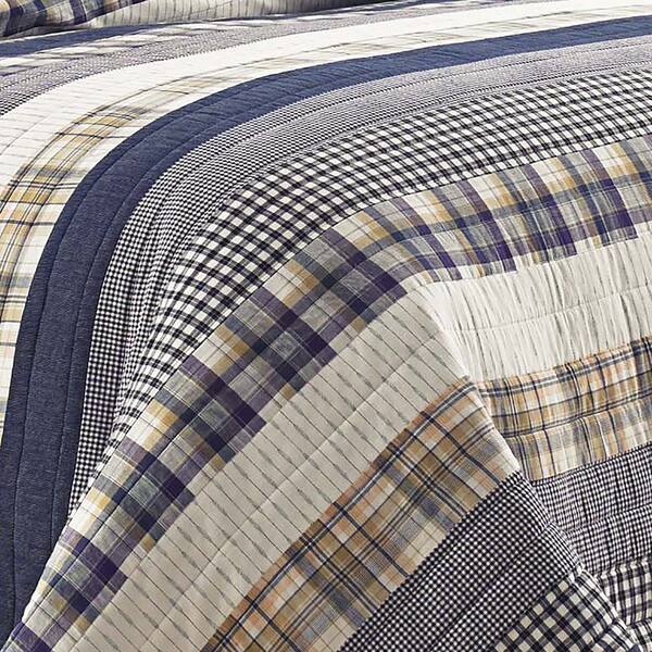 Nautica Rangley Blue and White Cotton Horizontal Full/Queen Size ...