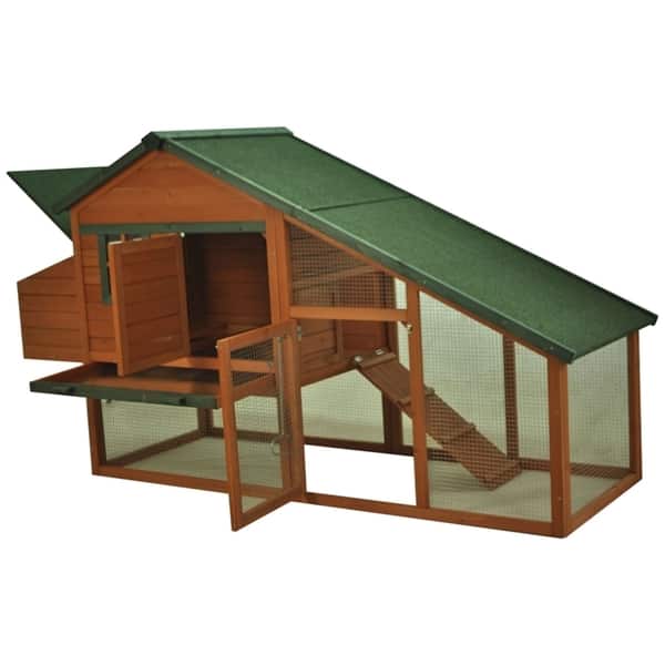 Pawhut Backyard Slant Roof Wooden Hen House Chicken Coop - Bed Bath ...