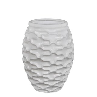 Privilege International White Ceramic Vase - Bed Bath & Beyond - 12508116