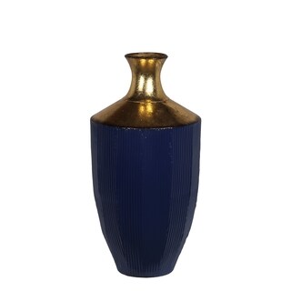 Privilege Blue Goldtone Metal Small Vase - Bed Bath & Beyond - 12508148