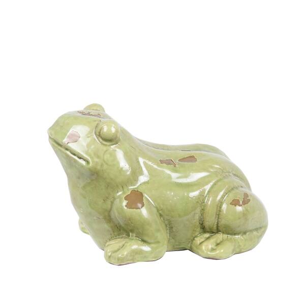 Privilege International Green/Brown Ceramic Large Frog Figurine - Bed ...