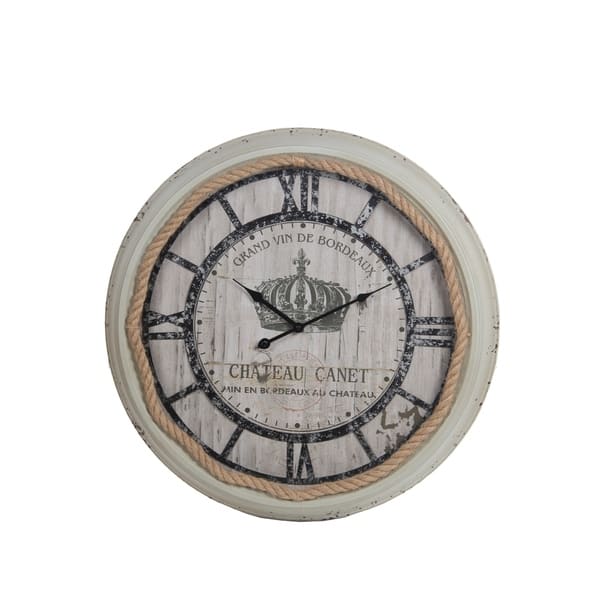 Privilege International White Metal Clock - Bed Bath & Beyond - 12508720