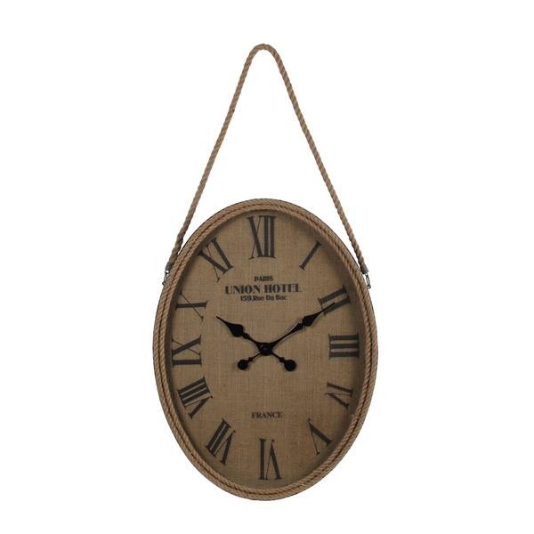 Privilege International Brown Wood and Glass Wall Clock With Rope - Bed ...