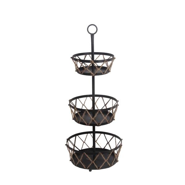 Privilege Black/Brown Metal 3-tier Rack - Bed Bath & Beyond - 12508918