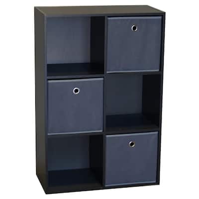 Wood 6-cell Storage Cube With 3 Fabric Bins - Overstock - 12509871