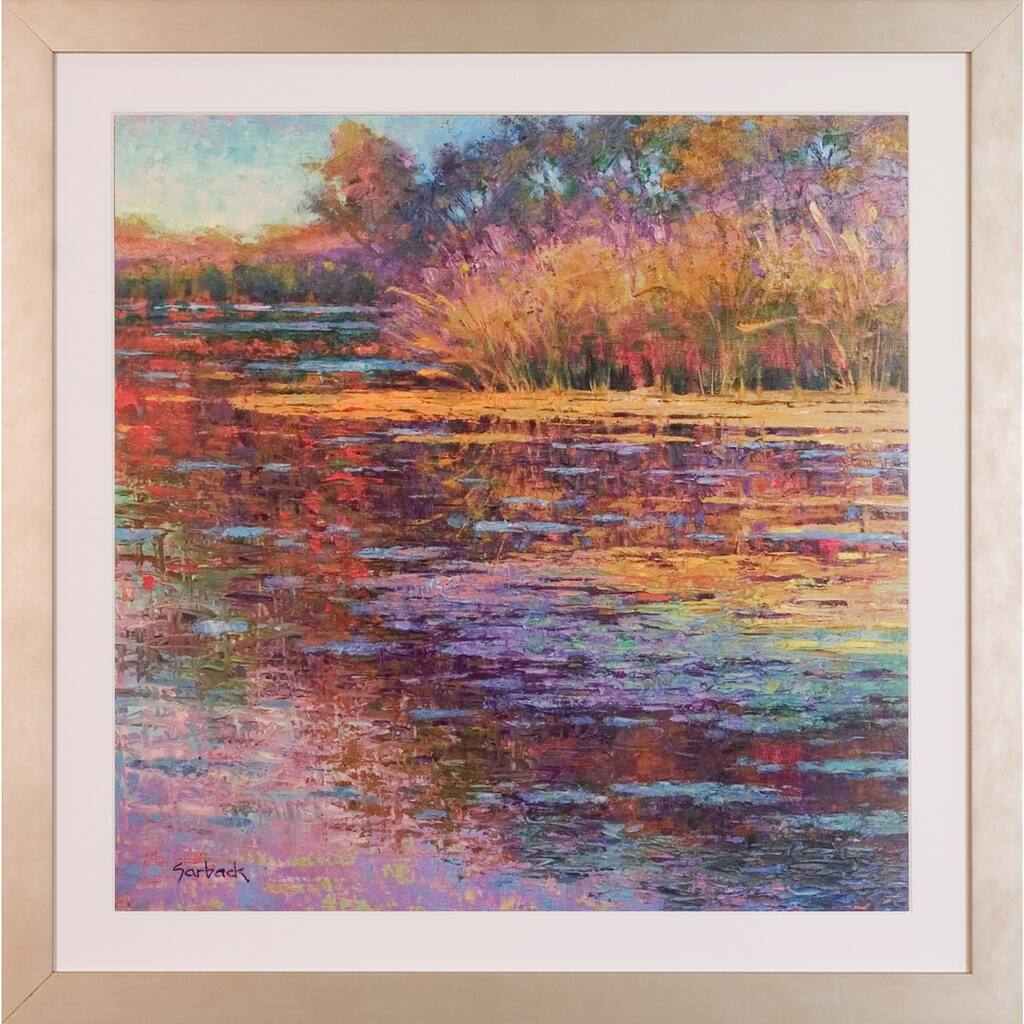 Art Virtuoso Susan Sarback 'Sunlit Pond' Champagne Wood Framed Art ...
