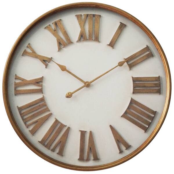 Infinity Instruments White with Gold Roman Numerals 27-inch Wall Clock ...