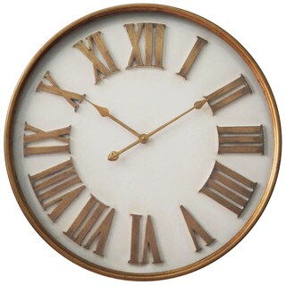 Infinity Instruments White with Gold Roman Numerals 27-inch Wall Clock ...