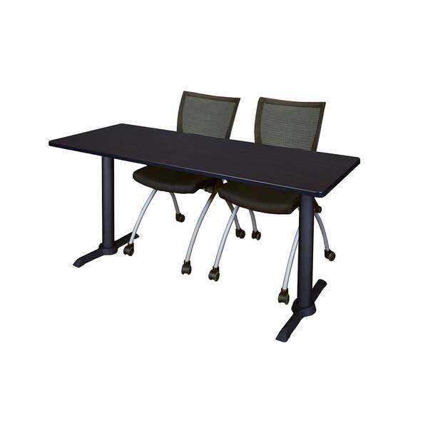 Cain Black Wood/Laminate/Metal 66-inch x 24-inch Training Table with 2 ...