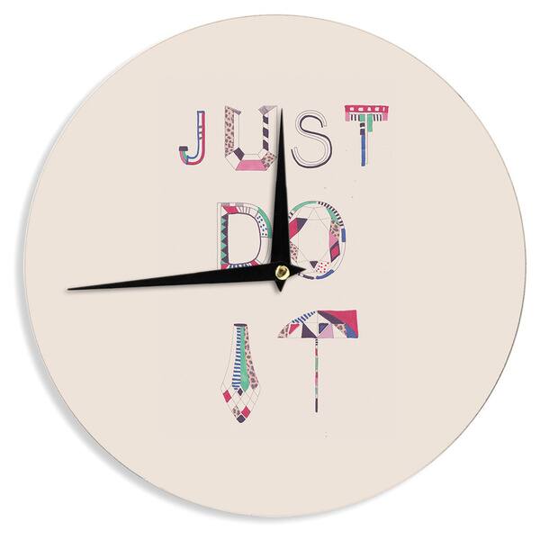 KESS InHouse Vasare Nar 'Just Do It' Tan Rainbow Wall Clock - Bed Bath ...