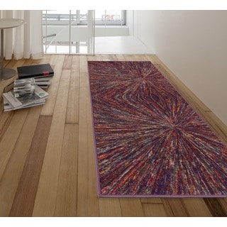 Ottomanson Rainbow Collection Multicolor Non-slip Modern Abstract ...