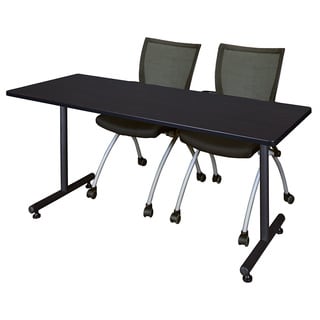 Kobe 72-inch x 24-inch Training Table and Two Black Apprentice Chairs ...