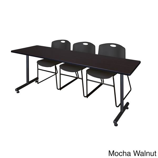Kobe Black 84-inch x 24-inch Training Table with 3 Zeng Stack Chairs ...