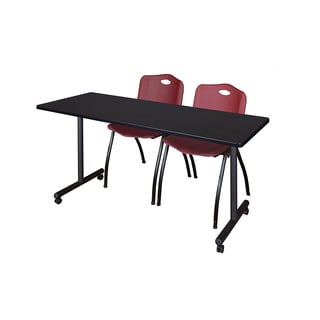 Kobe Mobile Training Table & 2 'M' Burgundy Stack Chairs - Bed Bath ...