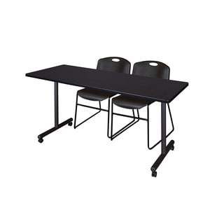 Kobe Black Wood/Laminate/Metal Mobile Training Table with 2 Zeng ...