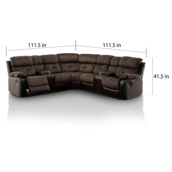 Transitional Brown Fabric Upholstered L-Shaped Reclining Sectional Sofa ...