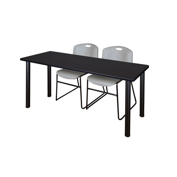 Kee Black 72-inch x 24-inch Training Table with 2 Grey Zeng Stack Chairs - Bed Bath & Beyond ...