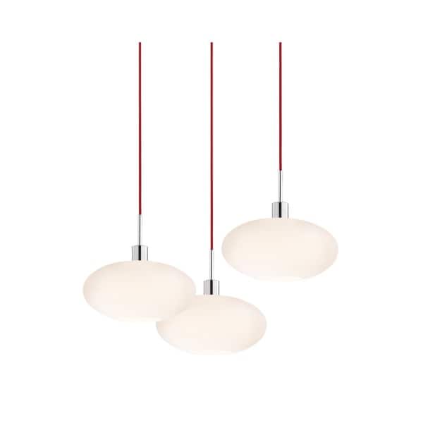 Sonneman Lighting Glass Pendants - 3-light Polished Chrome Grand Oval ...