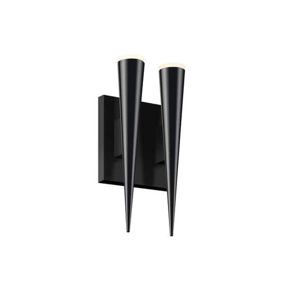 Sonneman Lighting Micro Double Cone Satin Black LED Wall Sconce - Bed ...