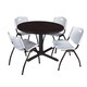 48-inch Round Table and 4 'M' Stackable Grey Chairs - Bed Bath & Beyond ...