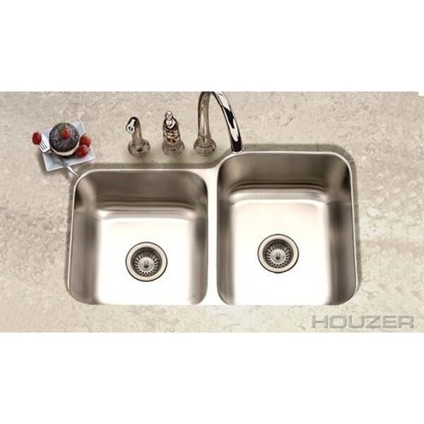Houzer Elite Satin 20-gauge Stainless Steel 8-inch-deep 60/40 Double ...