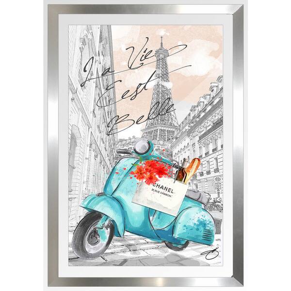 BY Jodi "Scoot Around Paris In Blue" Framed Plexiglass Wall Art - Bed ...
