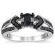 Miadora Sterling Silver 1ct TDW Black Diamond Split Shank Engagement ...