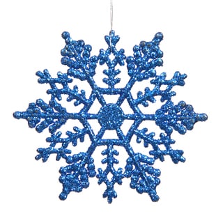Blue Plastic 4-inch Glitter Snowflake Ornament (Pack of 24) - Bed Bath ...