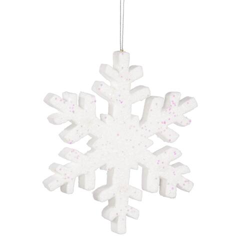 White 8-inch Outdoor Glitter Snowflake Ornament - Overstock - 12708005