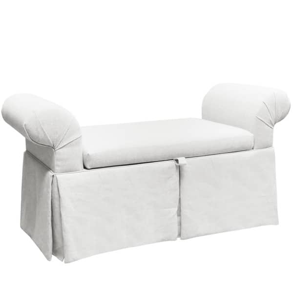 Skyline Furniture Skyline Twill White Skirted Storage Bench - Bed Bath ...