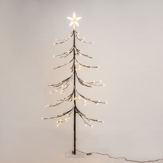 Patch Magic 5 ft. LED Brown Artificial Fir Lighted Christmas Tree with ...