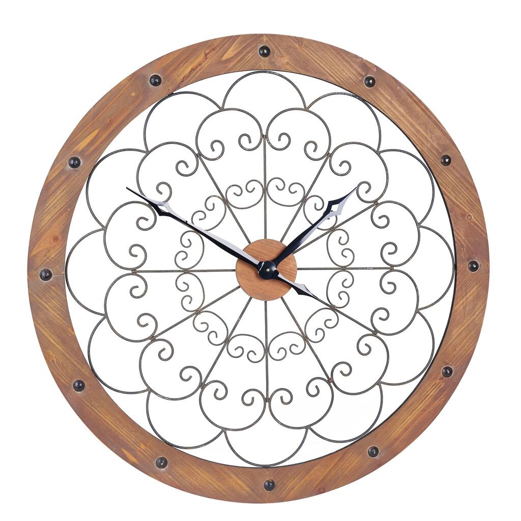 Large Scroll Wall Clock - Overstock - 12728053