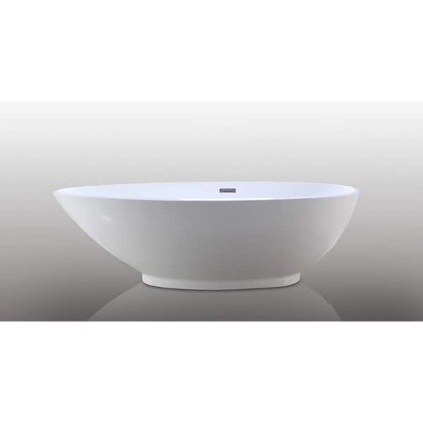 HelixBath Diospolis Freestanding Pedestal Overflow White Acrylic 75 ...