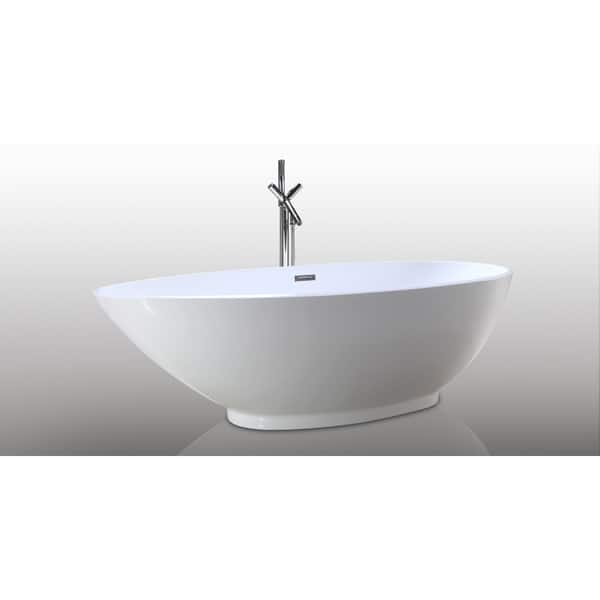 HelixBath Diospolis Freestanding Pedestal Overflow White Acrylic 75 ...