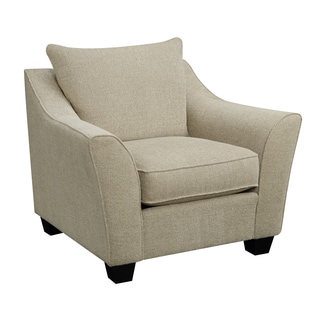 Calvina Dark Brown Accent Chair with Loose, Knife Edge Back Cushions ...