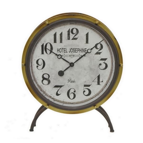 Three Hands Gold-tone Metal Retro Table Clock - Bed Bath & Beyond ...