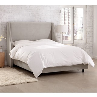Skyline Furniture Velvet Light Grey Swoop Arm Wingback Bed - Bed Bath ...