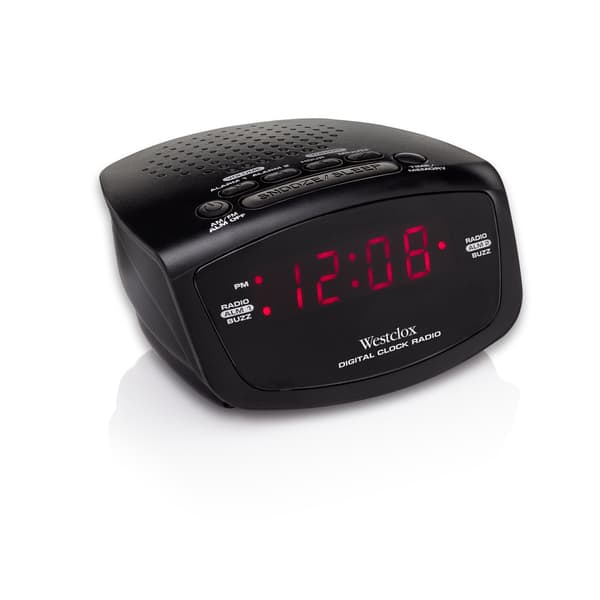 Westclox Black Plastic AM/FM Dual-alarm Clock Radio - Bed Bath & Beyond ...