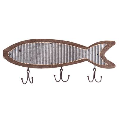 Silver/Brown Fish-shaped rustic Wall Decor - Overstock - 12777552