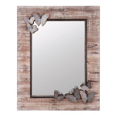 Framed Rectangle Mirror with 3D Butterflies - Overstock - 12777581