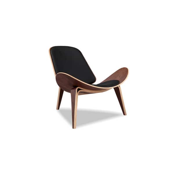 Kardiel Tripod Mid Century Modern Italian Leather Walnut Lounge Chair Bed Bath Beyond 12777799