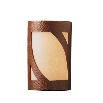 Justice Design Ambiance ADA Hammered Copper Large Lantern Wall Sconce ...