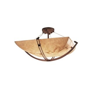 LumenAria Crossbar 55-inch Dark Bronze Semi-flush, Faux Alabaster ...