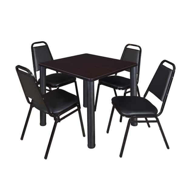 Kee Black Laminate 30-inch Square Breakroom Table and 4 Chairs (5-piece ...