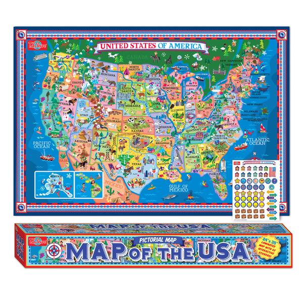 Pictorial Map Of The USA Laminated Poster w/Stickers - Bed Bath ...